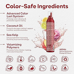 Colorproof Super Plump Whipped Bodifying Hair Mousse 7.5 Fl. Oz. Color-ProtectingMousse for Hair Volume, White Nectarine, Peony & Citrus Scent