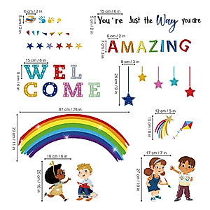 wondever Reading Corner Rainbow Wall Decals Kids Inspirational Quotes You are Amazing Peel and Stick Wall Art Stickers for Reading Room Classroom Kids Room