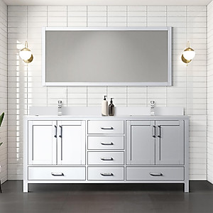 Bell+Modern Big Sur 72 in. W x 22 in. D White Double Bath Vanity and White Quartz Top