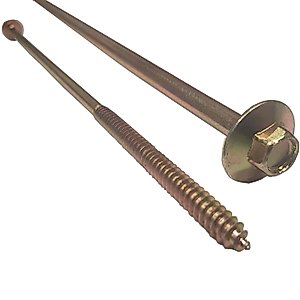 (25) 8" - Zinc Coated Rust Resistant Timber Tie - Heavy Duty 1/4" - Hex Head Structural Screw - 5/8" Wide Flange Head with coarse Thread for Secure Hold - Heavy Duty 3/16" Shank for Extra Strength