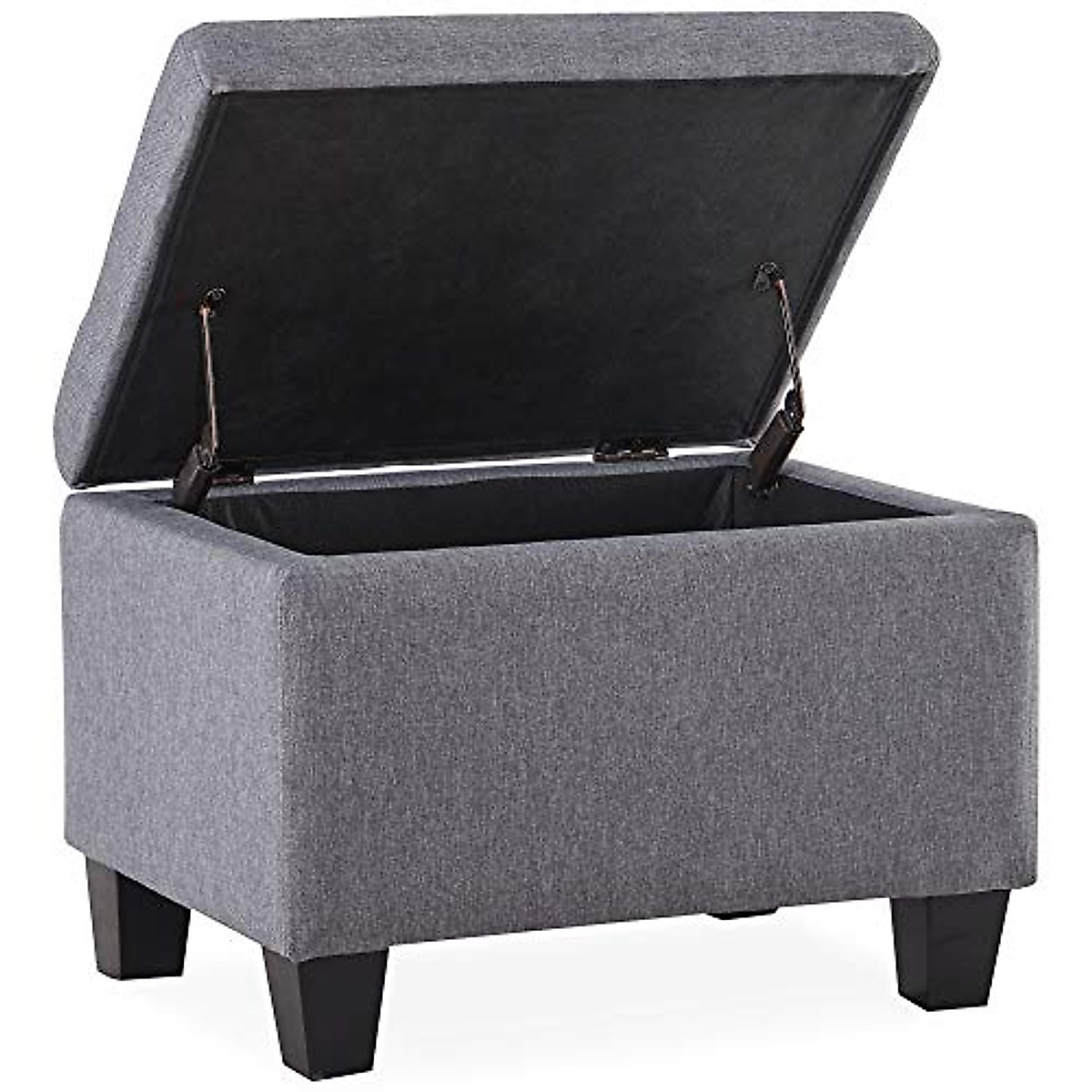 BELLEZE 24 Inch Modern Tufted Bedroom Storage Ottoman Bench, Linen Lift Top Upholstered Foam Padded Rectangular Footstool, Easy Assemble Furniture - Jay (Gray)