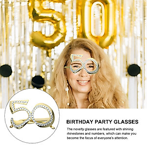 Abaodam 1 Pair Party Props Birthday Party Eyeglasses Rhinestone Eyewear Number Glasses Prop Birthday Decoration Number Birthday Eyeglass Birthday Glasses Beautiful Birthday Eyeglass