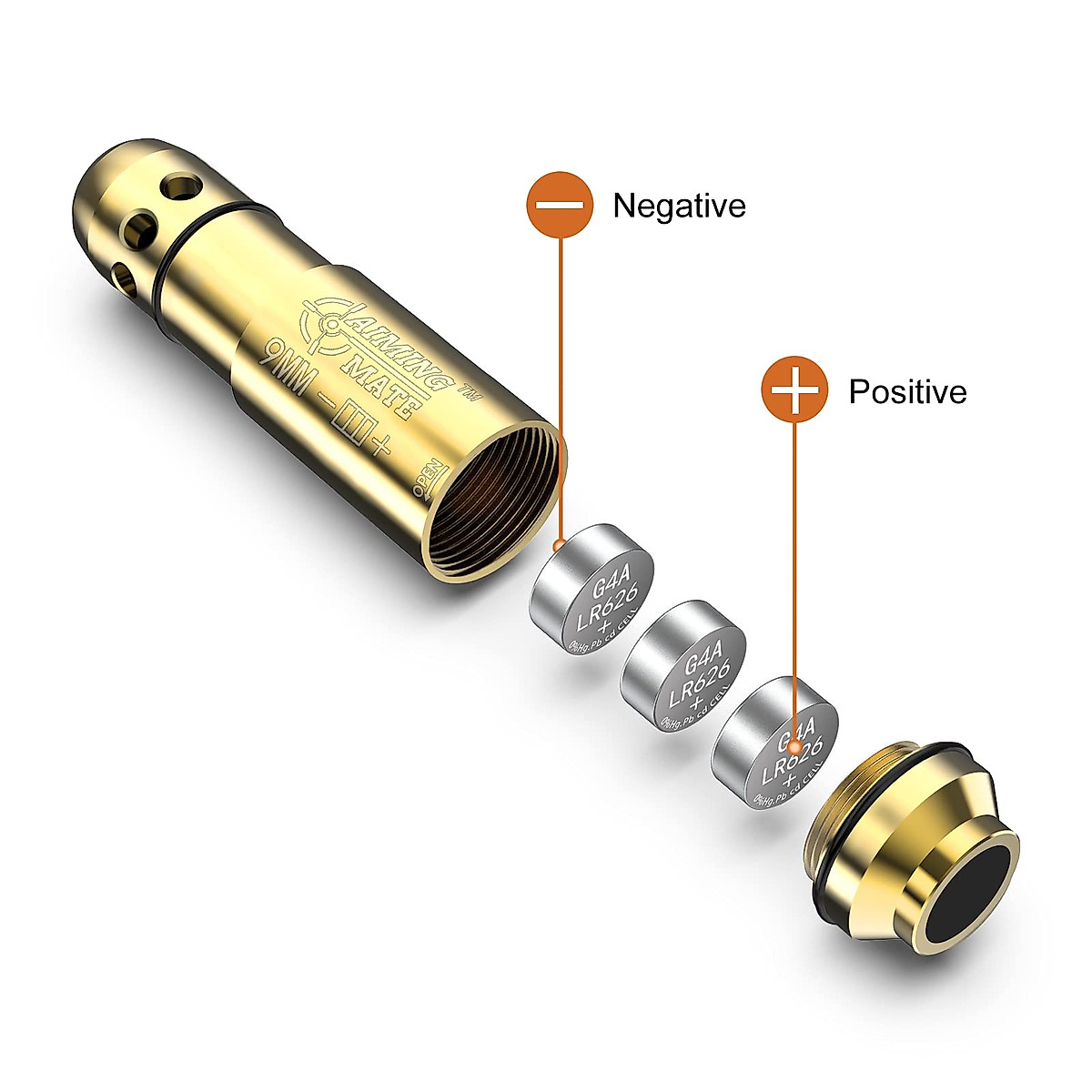 AIMINGMATE 9mm Laser Training Cartridge with Built in Rubber Snap Cap for Dry Fire and Laser Bullet Sight Training Including Extra Back Cap