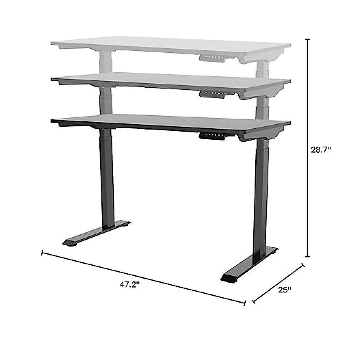 Monoprice Electric Single Motor Sit-Stand Complete Desk Table - Height Adjustable, Solid-Core Wood Top, for Home and Office, 47.2 x 23.6 Inch, Black - Workstream Collection