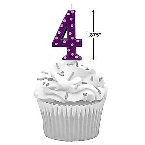 Papyrus Number 4 Birthday Candle, Purple Polka Dots (1-Count)