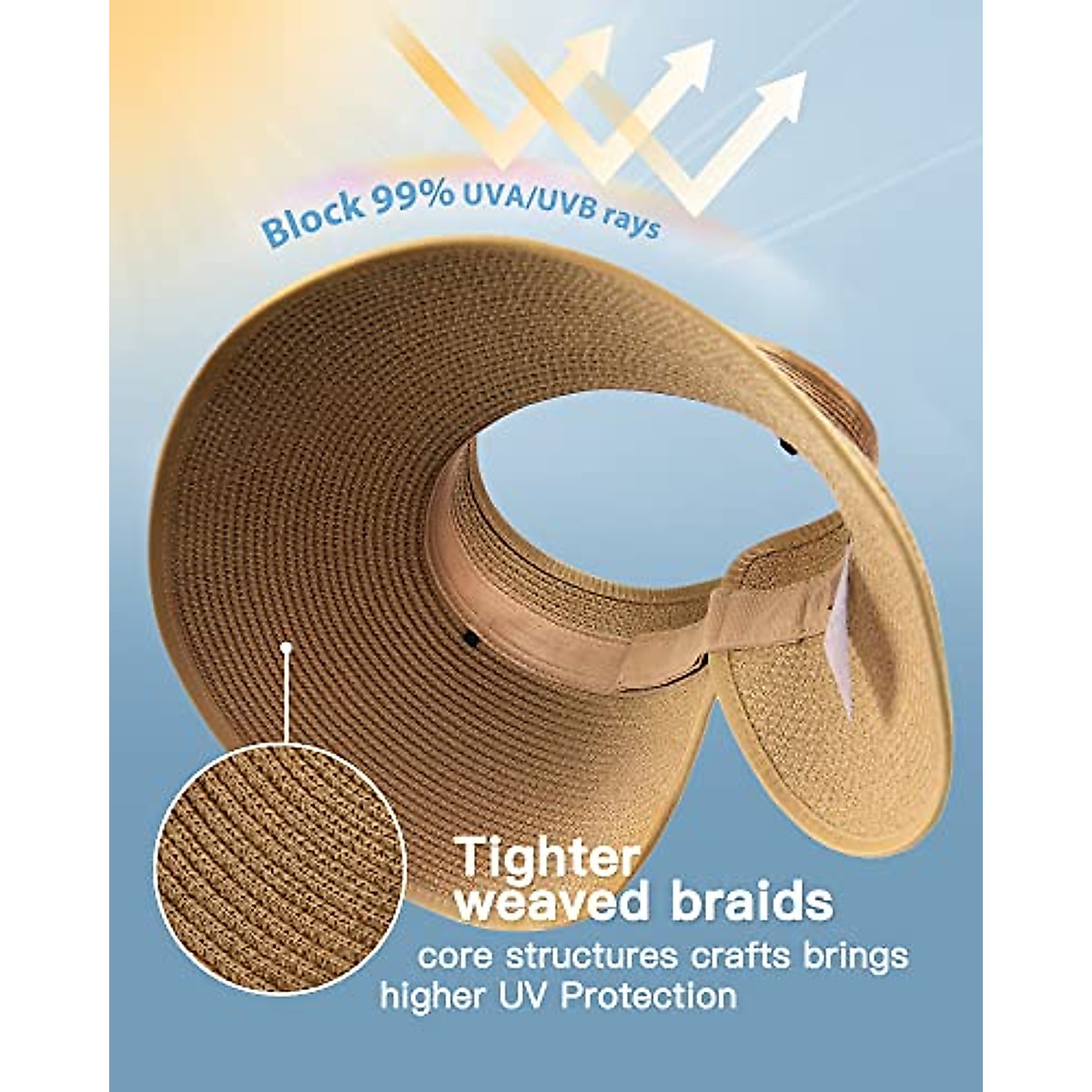 FURTALK Women's Visor, 01-Pure Khaki, Medium