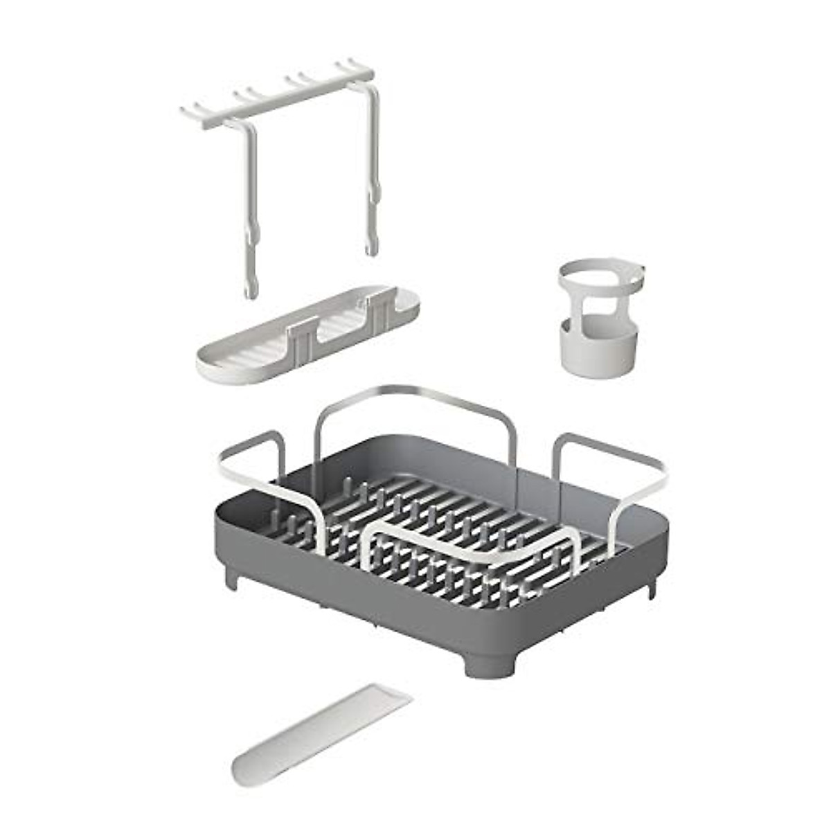 Umbra Holster Dish Rack– Molded Plastic Dish Drying Rack with Drainage Spout, Charcoal