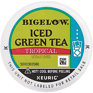 Bigelow Tropical Iced Green Tea, K-Cup, 0.10 oz, 22/Box