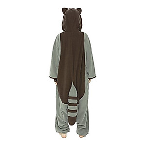 SAZAC Raccoon Kigurumi - Onesie Jumpsuit Halloween Costume Gray