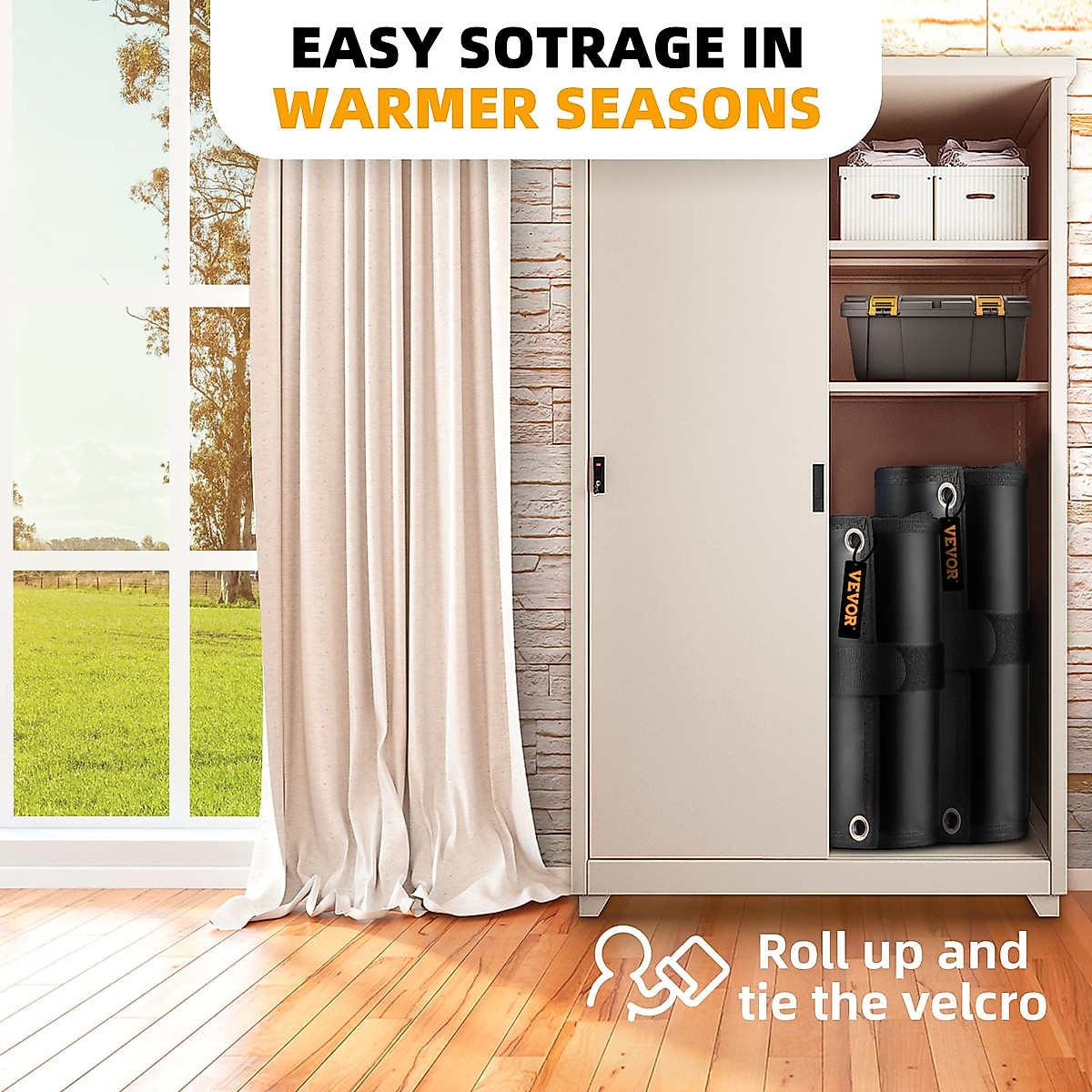 VEVOR Snow Melting Mat, 10 x 48 inch, 3 in/h Speed, Heated Outdoor Doormat for Winter Stairs, No-Slip Rubber with Plug, Power Cord, Outlet Timer, Reflective Strip, Velcro, Ground Stake, 10” x 48"