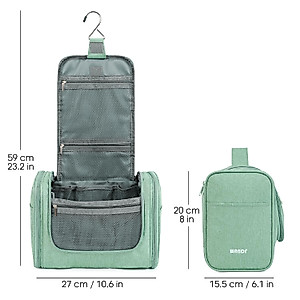 WANDF Large Hanging Toiletry Bag Travel Cosmetic Makeup Organizer Water-Resistant Shower Bathroom Bag for Women and Men (Green)