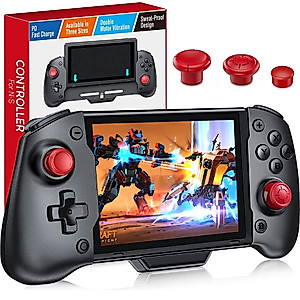 NinjaPlusOX Switch Controller for Nintendo Switch, Switch Pro Controller Wired Connection With Gyro Sensor, Double Vibration and Screenshot Functions, 6 PCS Replacement Joystick Caps