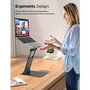 Nulaxy Laptop Stand for Desk, Ergonomic Sit to Stand Laptop Holder Convertor, Adjustable Height from 1.18" to 21", Supports up to 22lbs, Compatible with MacBook, All Laptops Computer Tablets 10-17"