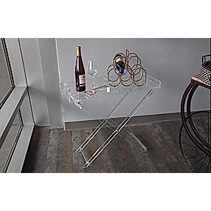 Designstyles Acrylic Folding Tray Table – Modern Chic Accent Desk - Kitchen and Bar Serving Table - Elegant Clear Design (Long)