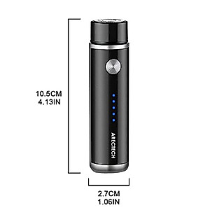 ARECTECH Electric Razor Mini Razor Pocket Razor for Men USB Rechargeable LED Battery Display Best for Travel Shaves Touch Up Shaves Cordless Black