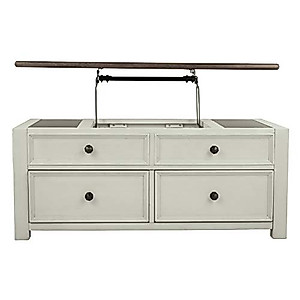 Signature Design by Ashley Bolanburg Farmhouse Lift Top Coffee Table with Drawers, Antique Cream & Brown
