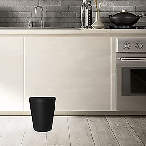 BESUMA Slim Round Plastic Small Trash Can Wastebasket, Garbage Container Bin for Bathrooms, Powder Rooms, Kitchens, Home Offices, Kids Rooms (Black, 1.5 Gallons)