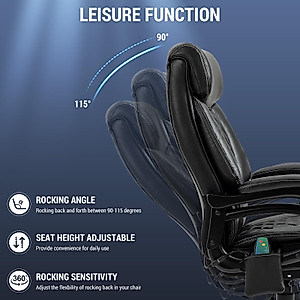 Duoku Massage Office Chair - Back Vibration Massage, Big and Tall Executive Desk Chair for Heavy People, High Back Computer Chair Wide Spring Seat, Strong Metal Base Quiet Wheels