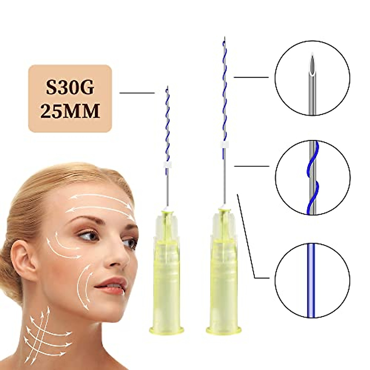 GRITRIVAL Pdo Threads, For Face Thread Lift, Korean Protein Thread Lifting (20Pcs-30G*25MM)