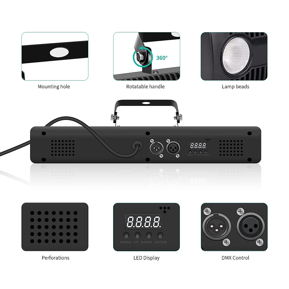 Wall Washer Lights 45W 8 LED RGBW Dimmable Stage Lights DMX Control Dj Lights Stage Lighting - for Indoor Disco Party Church Birthday Bar Wedding