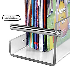 KDCMXS High Front Lip 24 Inch Acrylic Bookshelf,Nursery Book Shelves,Acrylic Shelves for Wall,Invisible Bookshelf,Acrylic Bathroom Shelves,50% Thicker Clear Acrylic Shelf for Kids Room Set of 2.