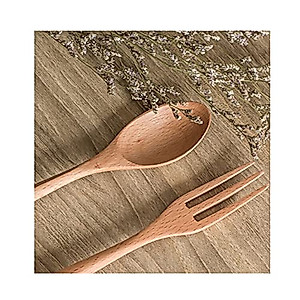 FLYUFO Kitchen Spoons Wooden Spoon Fork Teaspoon Catering Rice Soup Bamboo Cooking Utensil Kitchen Teaspoon Tableware Accessories，2 Pcs