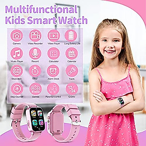 AWEHIRU Kids Smart Watch Girls Boys - Smart Watch for Kids Games Watch with 26 Games Music Player HDCamera Pedometer Alarm Video Flashlight Birthday Gifts for Kids 3-12 Years Old