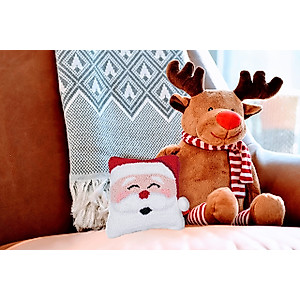 C&F Home 8" X 8" Happy Santa Hooked Pillow Petite Xmas Christmas Winter Decor Decoration Throw Pillow for Couch Chair Living Room Bedroom 8 x 8 Red