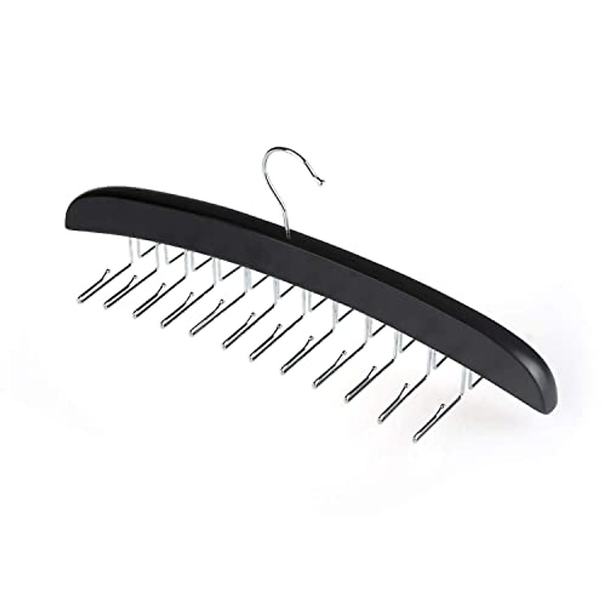 SunTrade Wooden Tie Hanger,24 Tie Organizer Rack Hanger Holder Hook (Black, 24 Hooks)