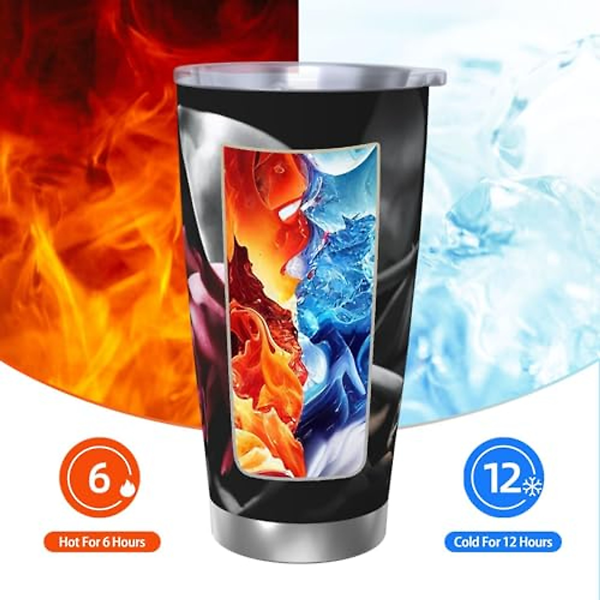 jshmgchw 3d Gothic Black Roses 20oz Tumbler, Car Cup With Lid And Straw, Spill-Proof, Stainless Steel Double Wall Vacuum Insulated Reusable Coffee Travel Mug, For Cold Drinks, Hot Beverage