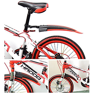 BlueSunshine Adjustable Road Mountain Bike Bicycle Cycling Tire Front/Rear Mud Guards Mudguard Fenders Set (Blue + Black)