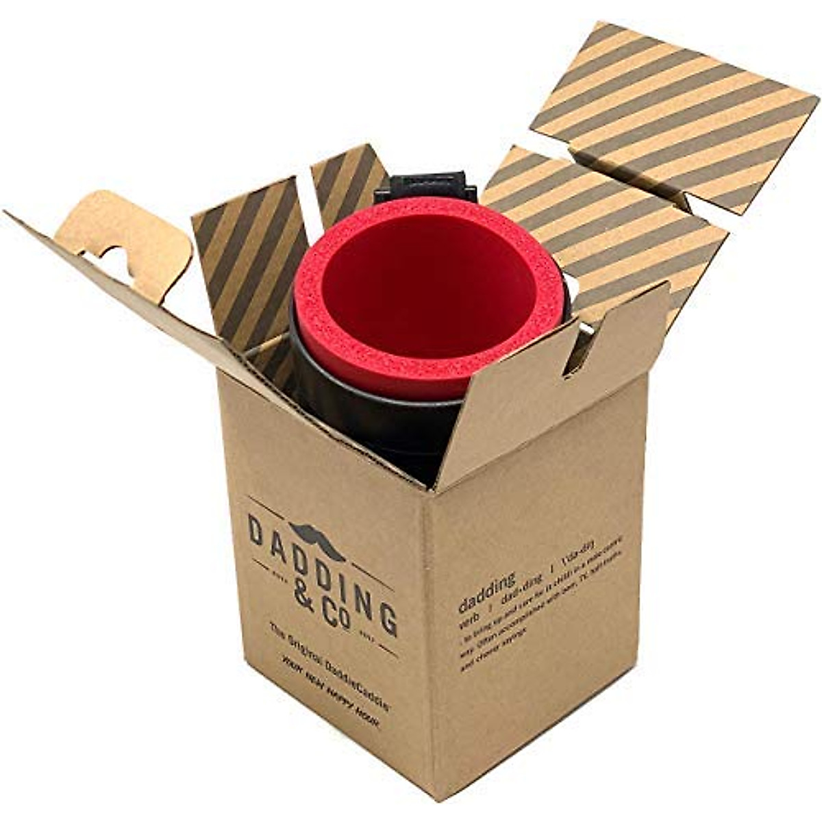 Dadding & Co. Original DaddieCaddie Cup Holder for Strollers, Golf Carts, Boats and Bikes – Includes Mounting System – Discretely Holds 12 Oz. Beverage Cans for Happy Hour on The Go