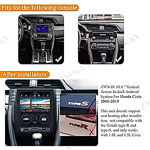ZWNAV One din Android 9.0 Tesla Android Car Stereo for Honda Civic 2016-2019, Car GPS Navigation Head Unit, in-Dash DSP, HDMI Output, Support Carplay, Android Auto, Bluetooth 5.0, PX6, Fast Boot
