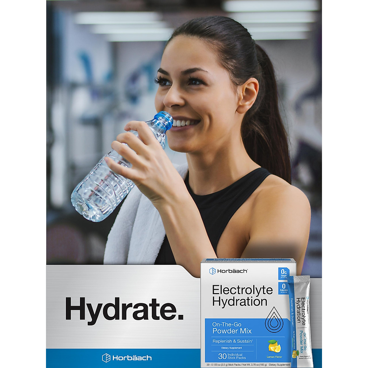 Horbäach Electrolyte Powder Packets | 30 Sticks | Lemon Flavor | On-The-Go Powder Mix | Vegetarian | Keto-Friendly | Non-GMO, Gluten Free Supplement