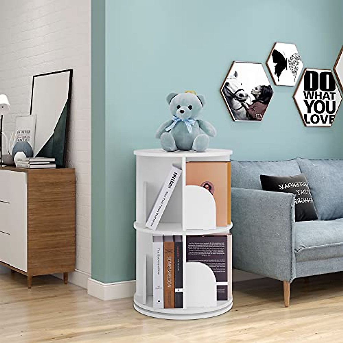 NAIYUFA Rotating Bookshelf 360 Display Floor Standing Bookcase Storage Rack for Kids&Adults Multi-Functional Bookshelf Organizer