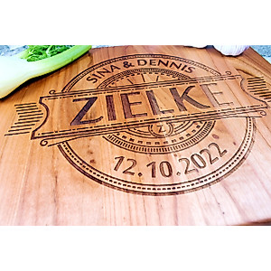 Algis Crafts | Personalized Chopping Board - MONOGRAM with Family name & date | Custom Cutting Board | Housewarming Gifts, Birthday, Anniversary Gift | Laser Engraved Wooden Cutting Board