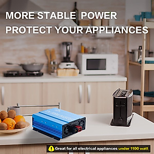 JJN Power Inverter 1100 Watt Modified Sine Wave Inverter 12V DC to 110V AC Converter for Home, Laptop, Off-Grid Solar Power Inverter with Built-in 5V/2.1A USB Port, 2 AC Outlets, Remote Controller