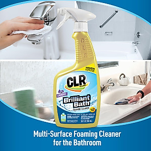 CLR Brilliant Bath Foaming Action Bathroom Cleaner Spray - For Use on Toilets, Baths, Showers, Sinks, Glass, Stainless Steel - Lavender Scent, 26 Ounce Bottle (Pack of 2)