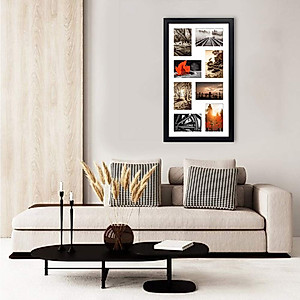 QUTREY 4x6 Black Collage Picture Frames Set of 2, 8 Openings Matted Collage Frame for 4x6 Pictures to Display 16 Multi Photos for Wall