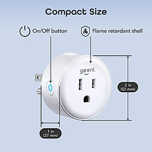 Geeni DOT Smart Wi-Fi Outlet Plug, White, (2 Pack) – No Hub Required – Works with Amazon Alexa and Google Assistant, Requires 2.4 GHz Wi-Fi