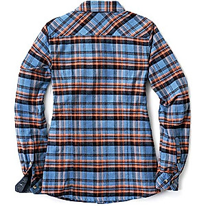 CQR Women's Plaid Flannel Shirt Long Sleeve, All-Cotton Soft Brushed Casual Button Down Shirts, Flannel Plaid Shirts Aqua Coral, Medium