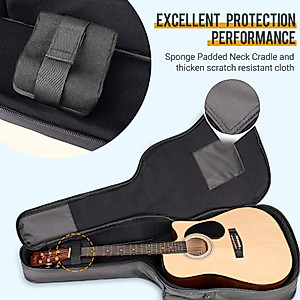 CAHAYA Guitar Bag Acoustic Reinforced 0.7 In Thick Sponge Soft Padded Guitar Case with 5 Pockets,Neck Cradle,Back Hanger Loop for 39 40 41 In Acoustic Classical Guitars CY0176