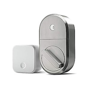 August Smart Lock + Connect Wi-Fi Bridge, Satin Nickel, Works with Alexa, Keyless Home Entry from Anywhere