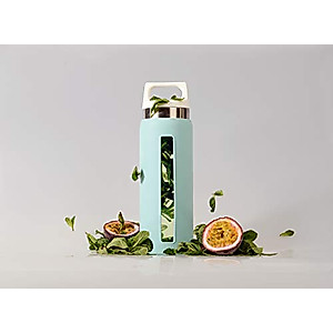 Sigg Glass Water Bottle-Dream Shade-Turquoise Soft Silicon Cover Leakproof-Dishwasher Safe-BPA Free-Broscilate Glass-22 Oz, 0.65