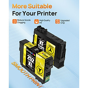 E-Z Ink (TM Remanufactured Ink Cartridge Replacement for Epson 252XL 252 XL Ink cartridges Combo Pack for Workforce WF-7110 WF-7710 WF-7720 WF-3640 WF-3620 (4 Large Black, 2 Cyan 2 Magenta 2 Yellow)