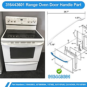 Upgraded 316443601 Oven Door Handle Replacement Compatible with Frigidaire Kenmore Electrolux Electric Range Oven Stove Come with 2 Pack 316433300 Range Oven Door Handle Screws