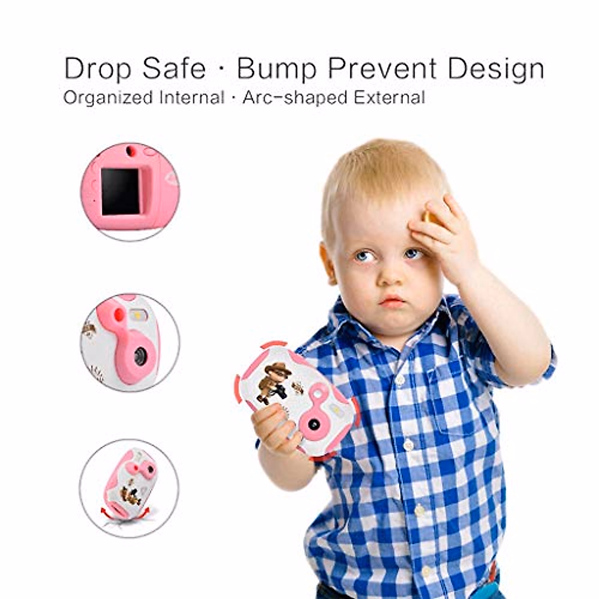 LKYBOA Retro SLR Child Camera -Digital Camera for Kids, 1080P Digital Video Camera with Screen and Card for 3-10 Years Boys (Color : Pink)