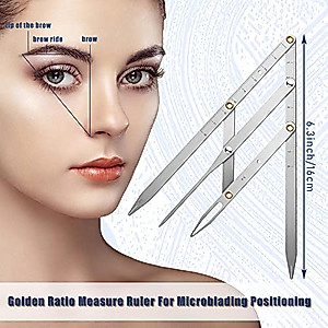 3 Pieces Eyebrow Ruler 3-Point Positioning Ruler Eyebrow Golden Ratio Caliper Microblading Grooming Stencil Shaper Permanent Eyebrow Measuring Tool DIY Ruler Kit for Student Brow Artists