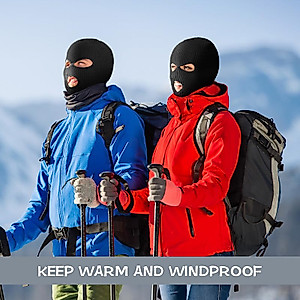 BBTO 12 Pack Knitted Full Face Cover Ski Neck Gaiter Warm Knit Winter Balaclava 3 Hole Ski Mask for Men Women Adult Outdoor Sports (Black), One Size