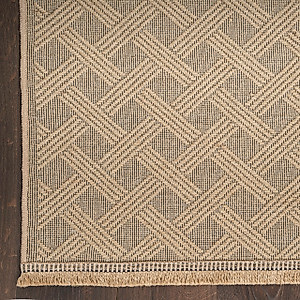 Nourison Washable Jute Geometric Natural 2' x 4' Area -Rug, Easy -Cleaning, Non Shedding, Bed Room, Living Room, Dining Room, Kitchen (2x4)